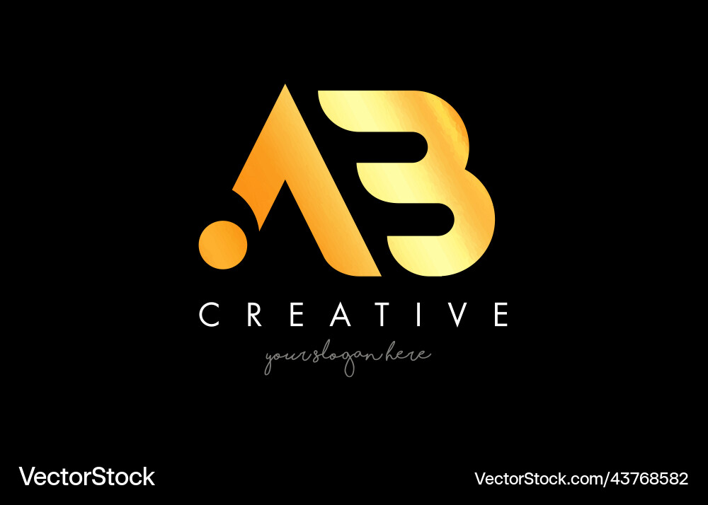 Golden gold ab letter logo design with creative Vector Image