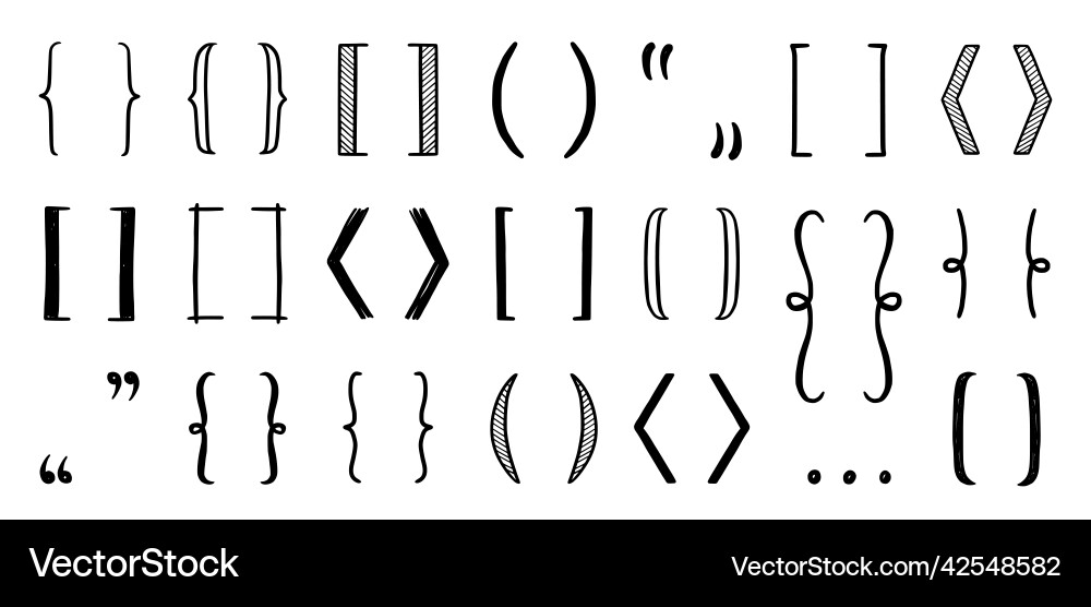 Hand drawn bracket parenthesis element doodle Vector Image