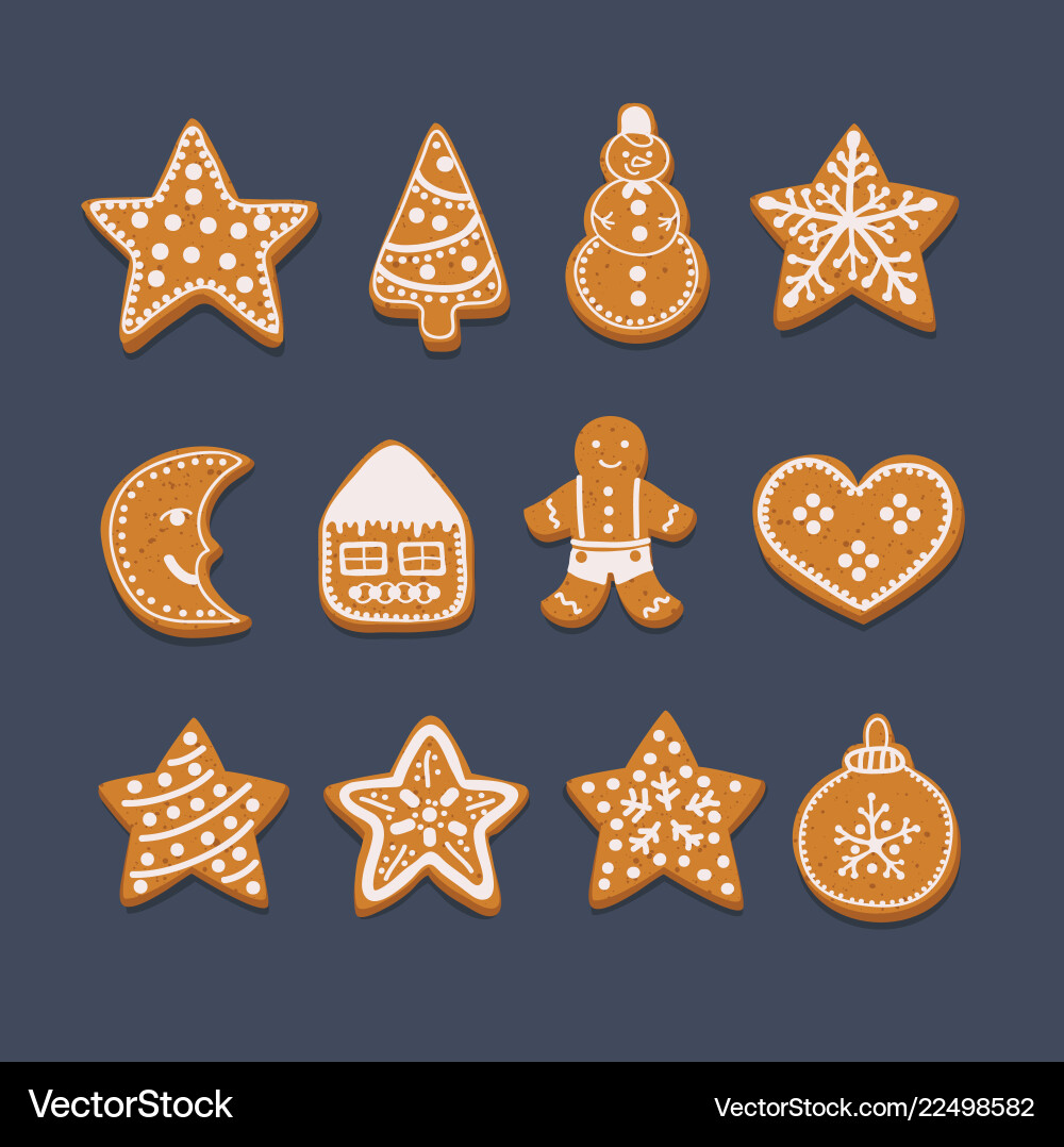 Set christmas gingerbread Royalty Free Vector Image