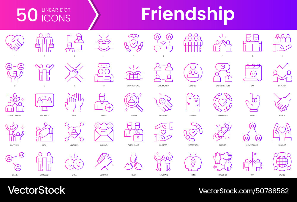 Set of friendship icons gradient style icon bundle