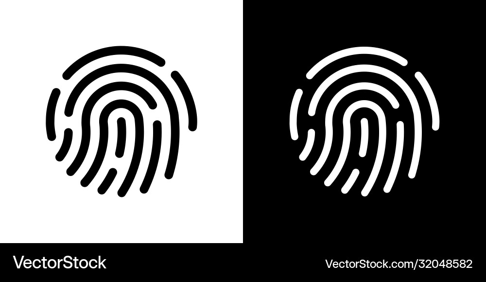 Simple Fingerprint Icon - Black & White Vector Image