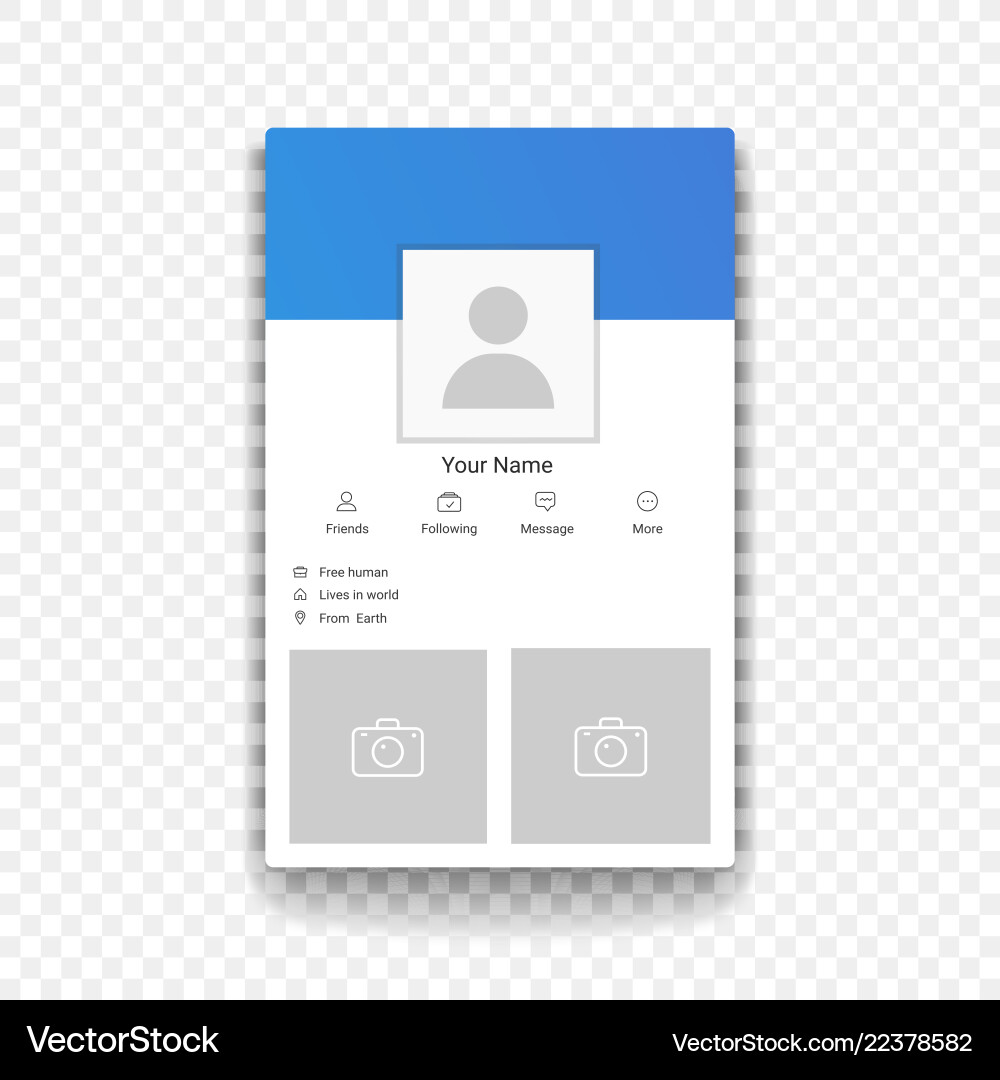 Social network mobile app profile template Vector Image