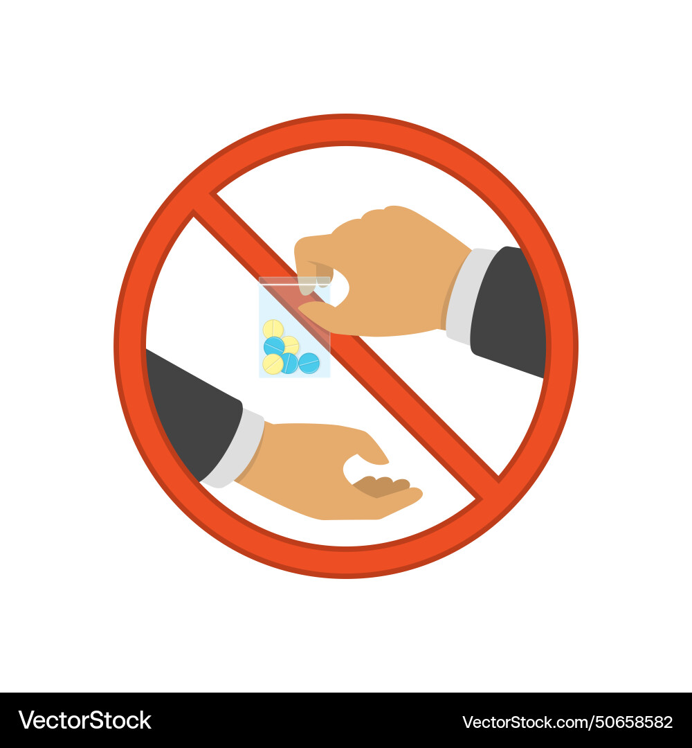 Stop drugs sign no allowed icon red Royalty Free Vector