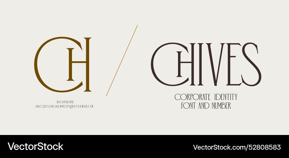 CH Corporate Font & Number - CI Identity Vector Image