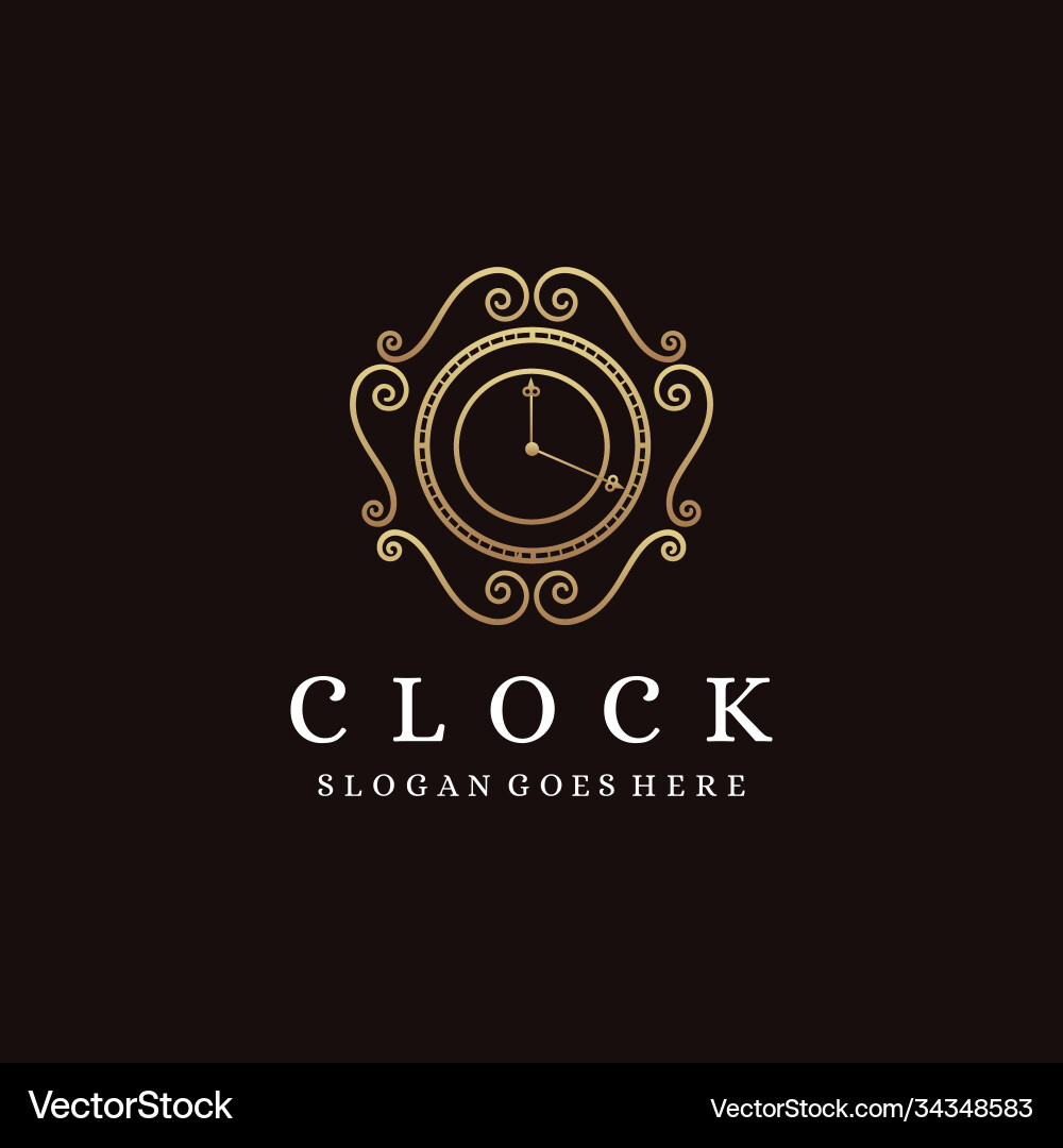 Classic clock logo template Royalty Free Vector Image