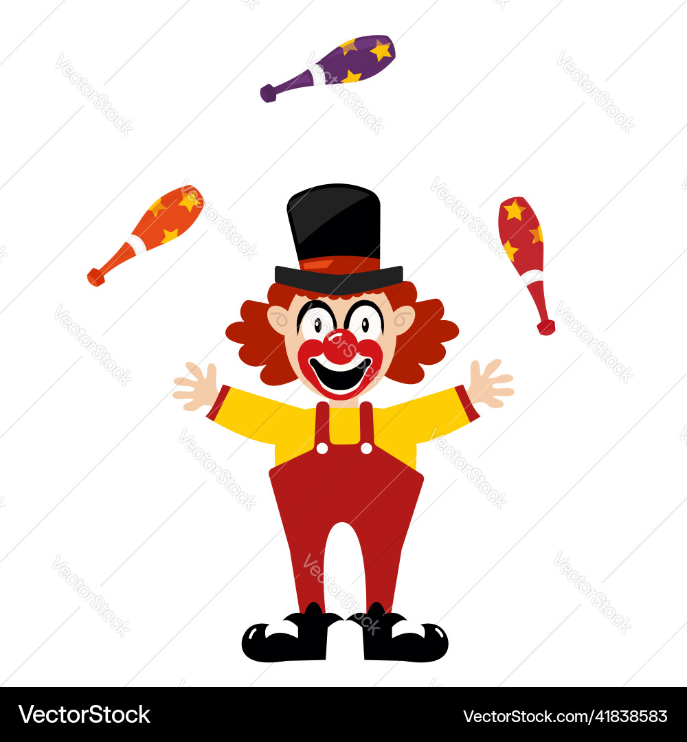 Cute circus clown cartoon Royalty Free Vector Image