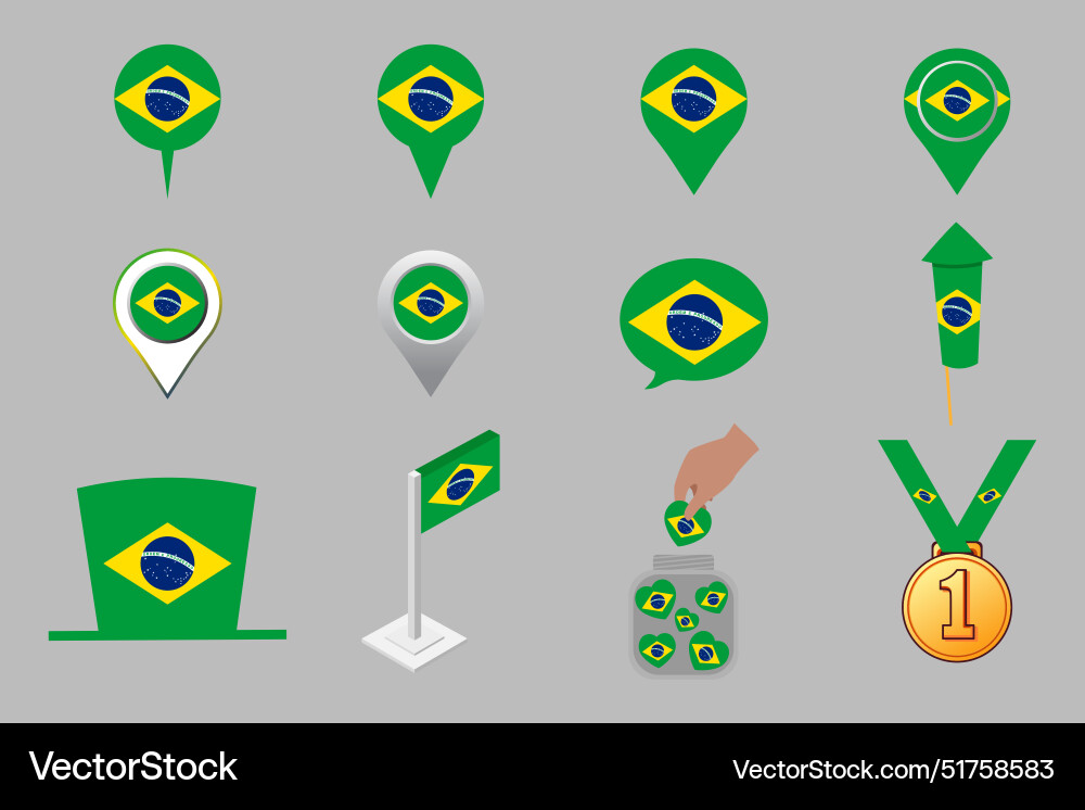 Flag of brazil set Royalty Free Vector Image - VectorStock