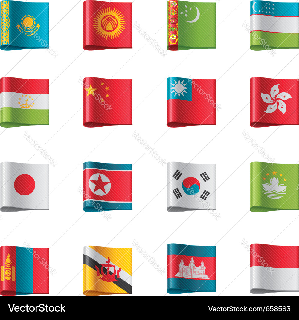 Flags - asia Royalty Free Vector Image - VectorStock