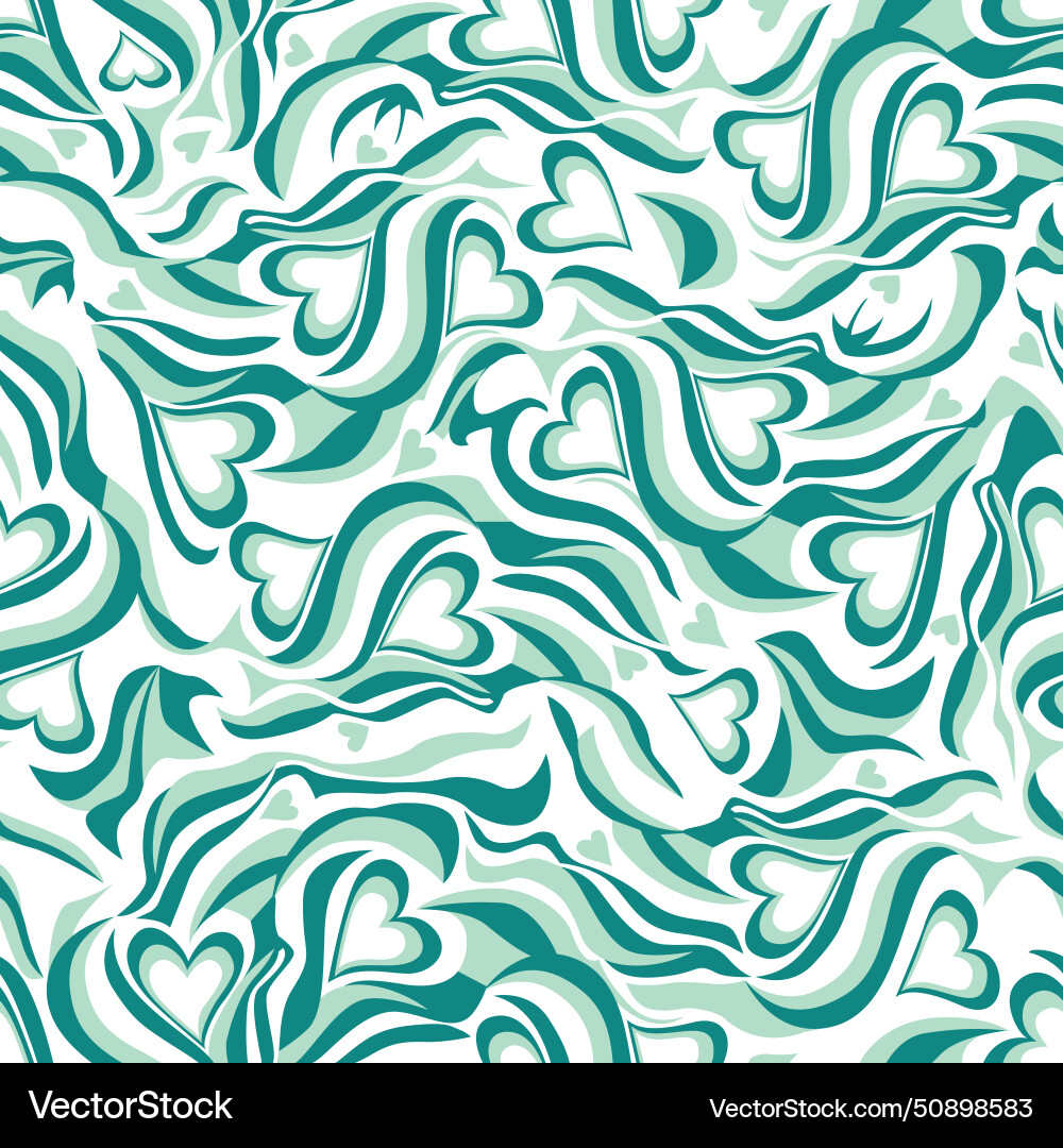 Green marbled heart seamless pattern Royalty Free Vector