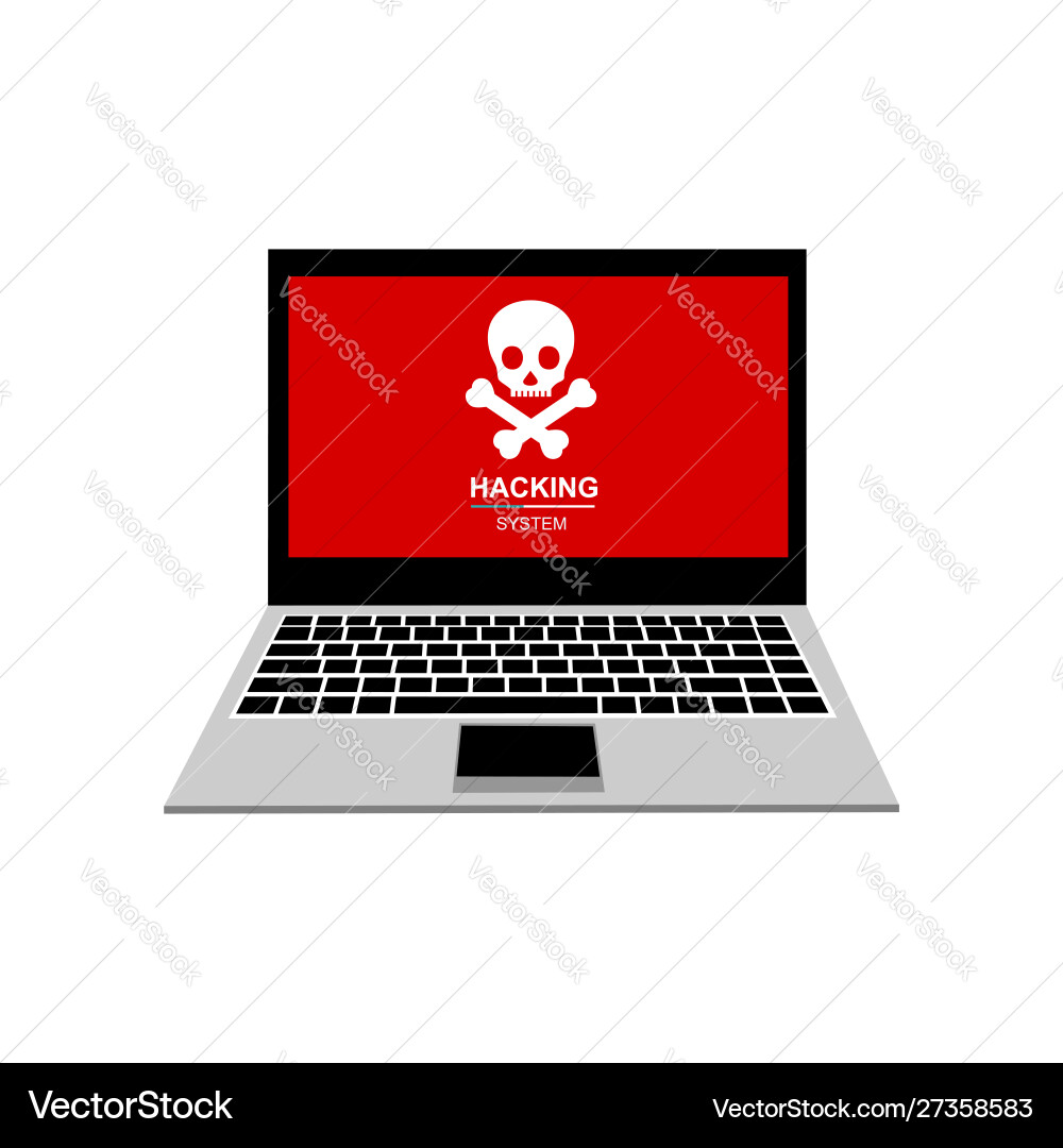 Laptop computer malware spam data insecure Vector Image