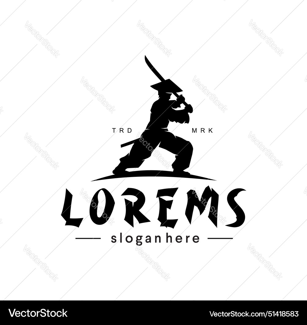 Samurai logo design warrior Royalty Free Vector Image