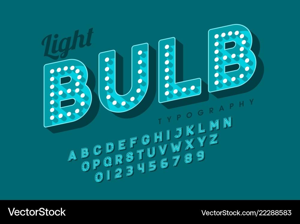 Vintage light bulb font design broadway style Vector Image