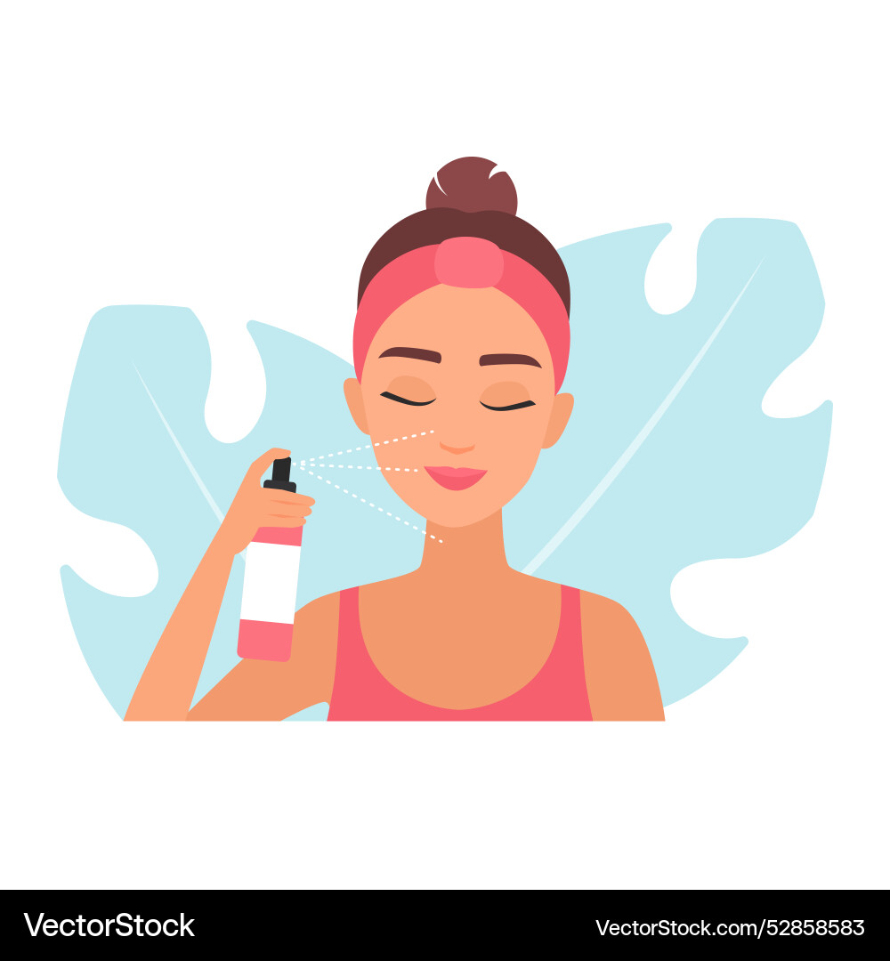 Woman performing skincare routine Royalty Free Vector Image