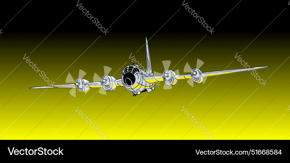 Bomb run b-29 bomber approaches the target Vector Image
