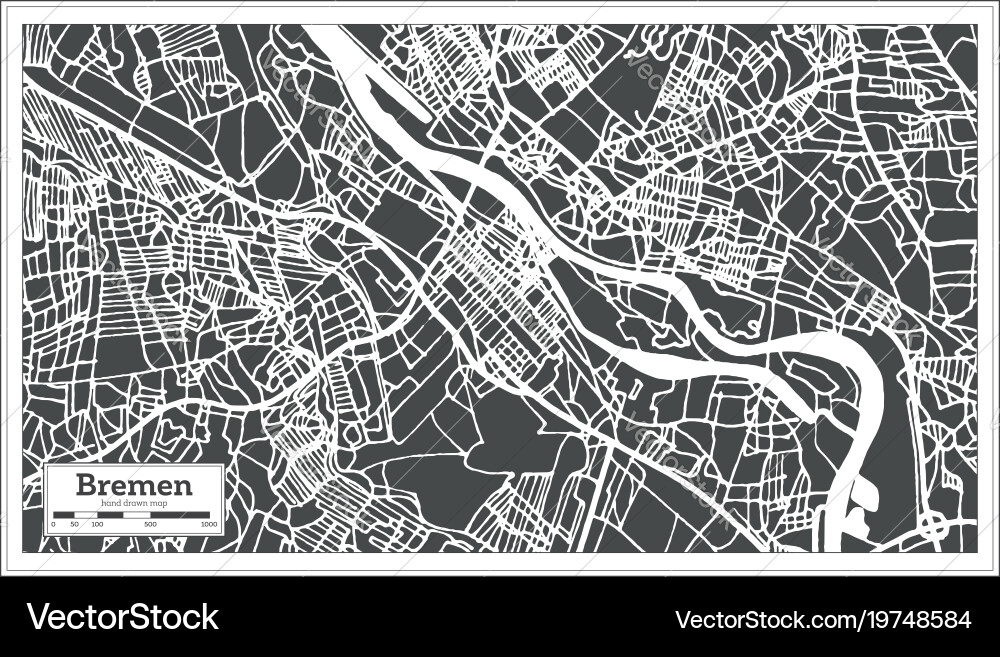 Bremen germany city map in retro style outline Vector Image