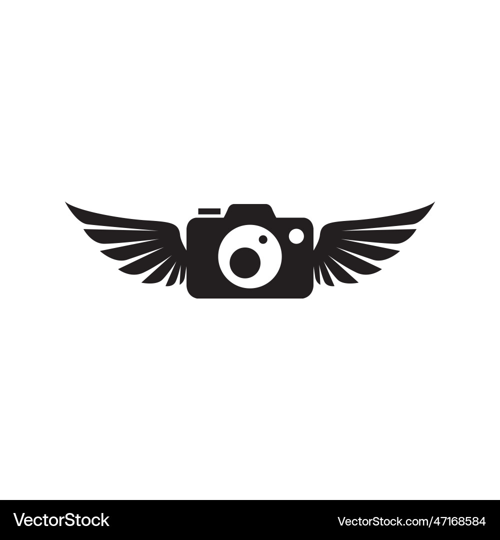 Camera photography wings logo Royalty Free Vector Image