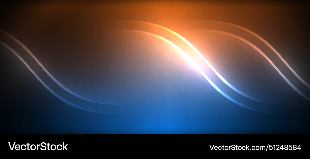 Electric blue wave glowing against dark orange sky