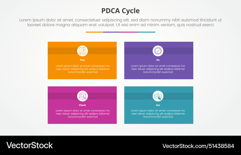 Pdca plan do check act framework infographic Vector Image