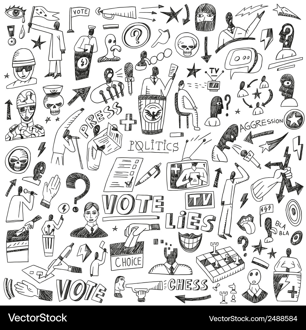 Politics - doodles set Royalty Free Vector Image