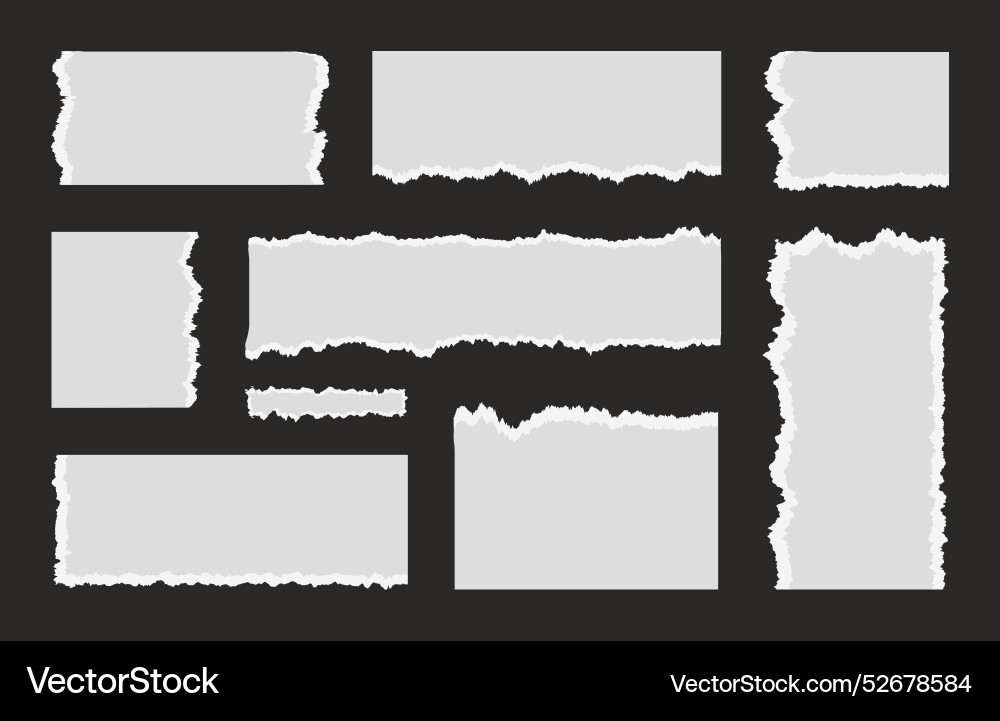 Realistic ripped white paper sheets for scrapbook Vector Image