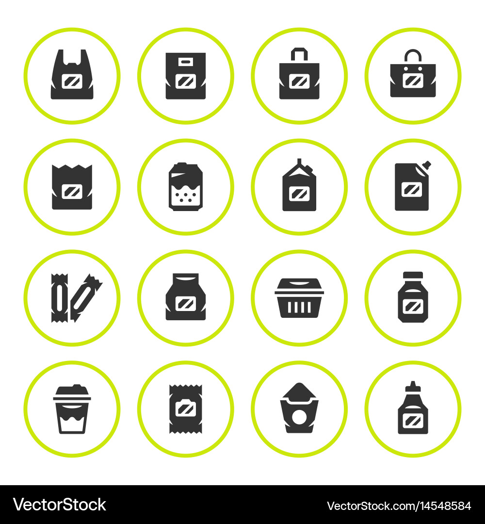 Set round icons of package Royalty Free Vector Image