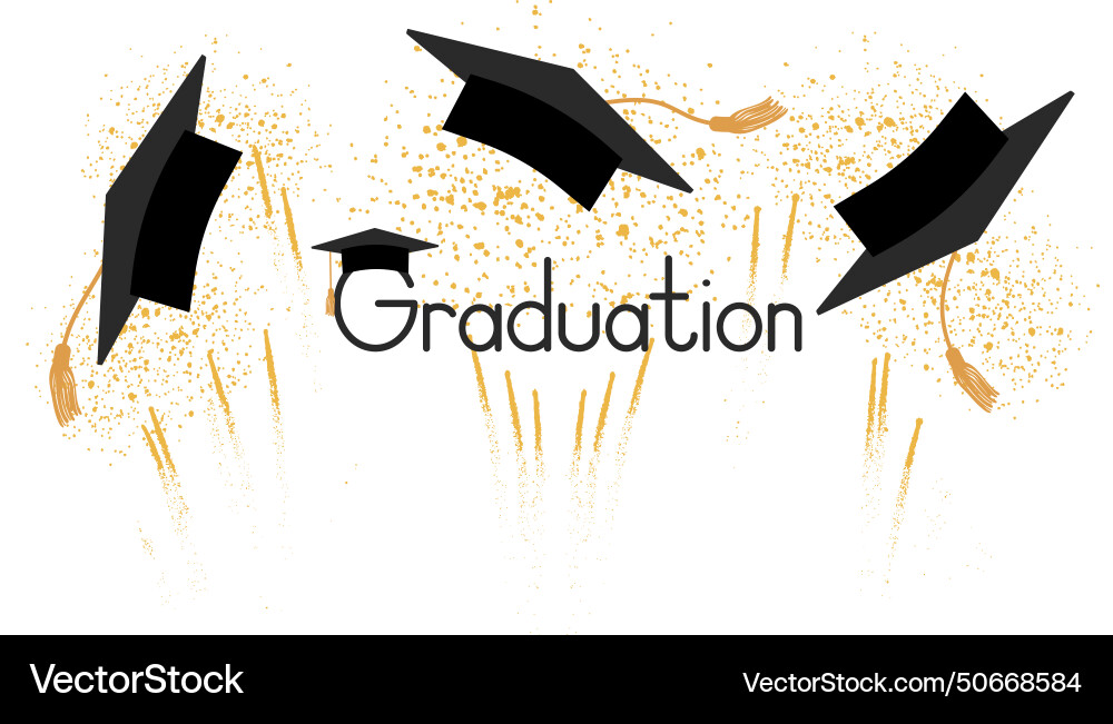 Throwing square academic caps with tassels Vector Image
