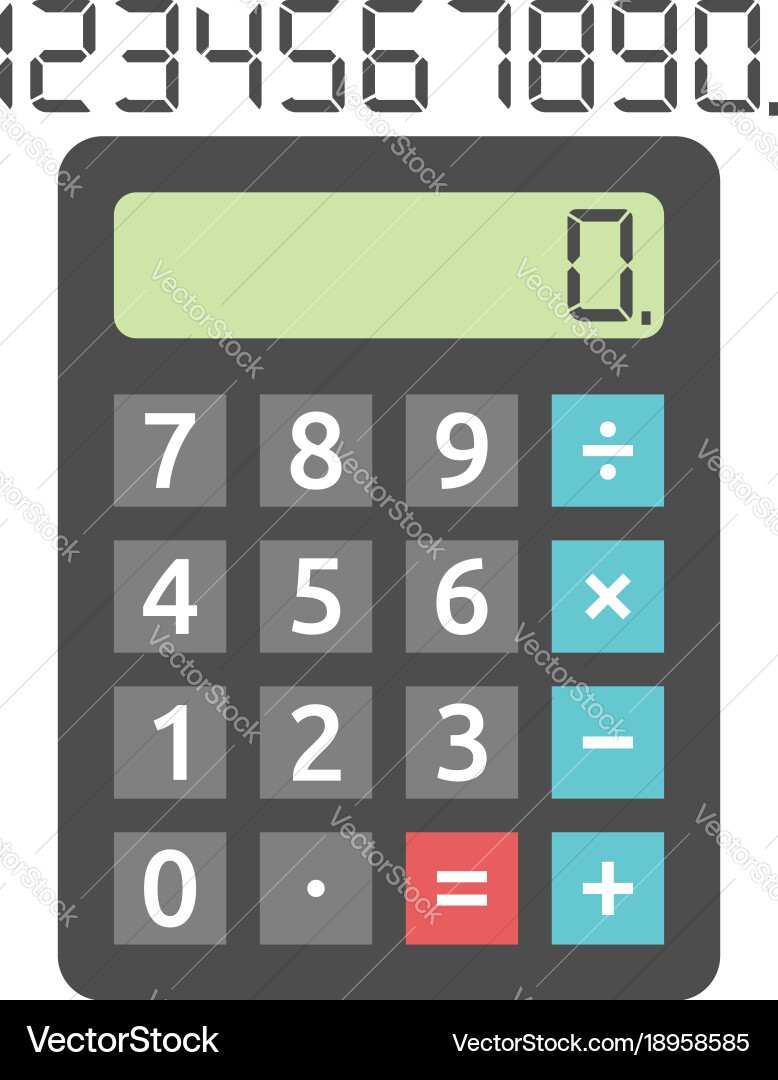 Basic calculator and digits Royalty Free Vector Image