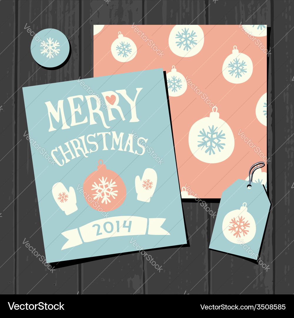 Christmas templates retro paper collection Vector Image