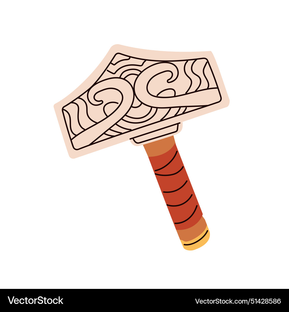 Norse stone hammer ancient myth weapon Royalty Free Vector