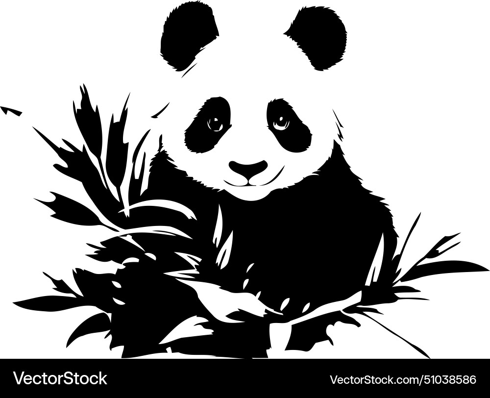 Panda with bamboo leaves Royalty Free Vector Image