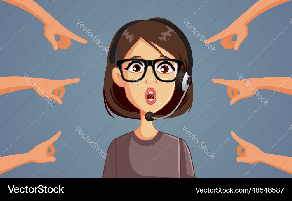 Angry customers pointing to a customer service Vector Image