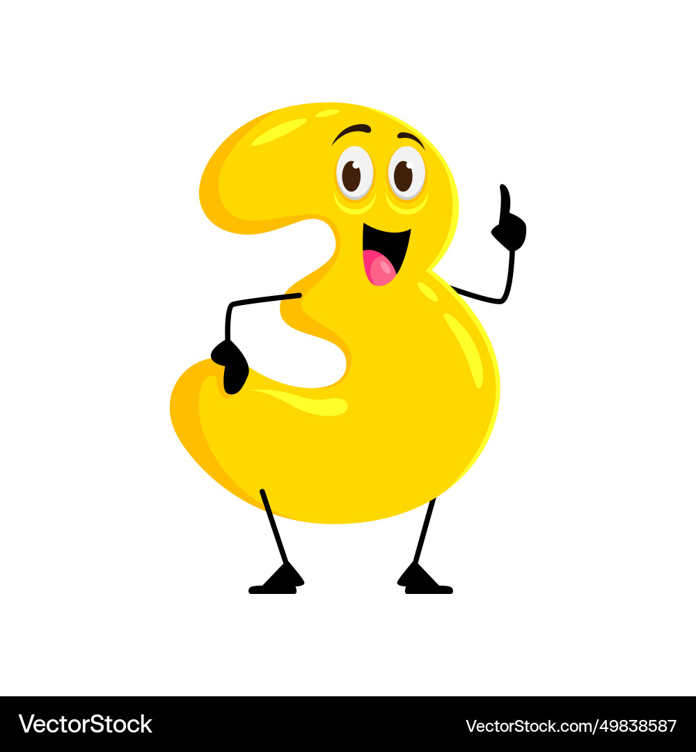 Cartoon cute funny number three character Vector Image