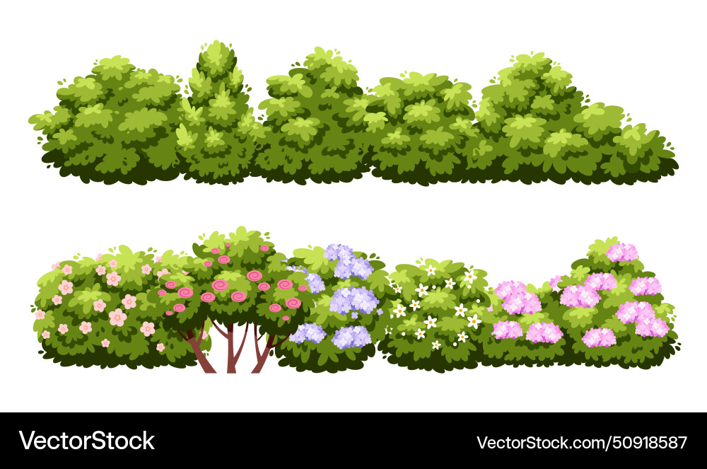 Cartoon Green Hedge Border Royalty Free Vector Image