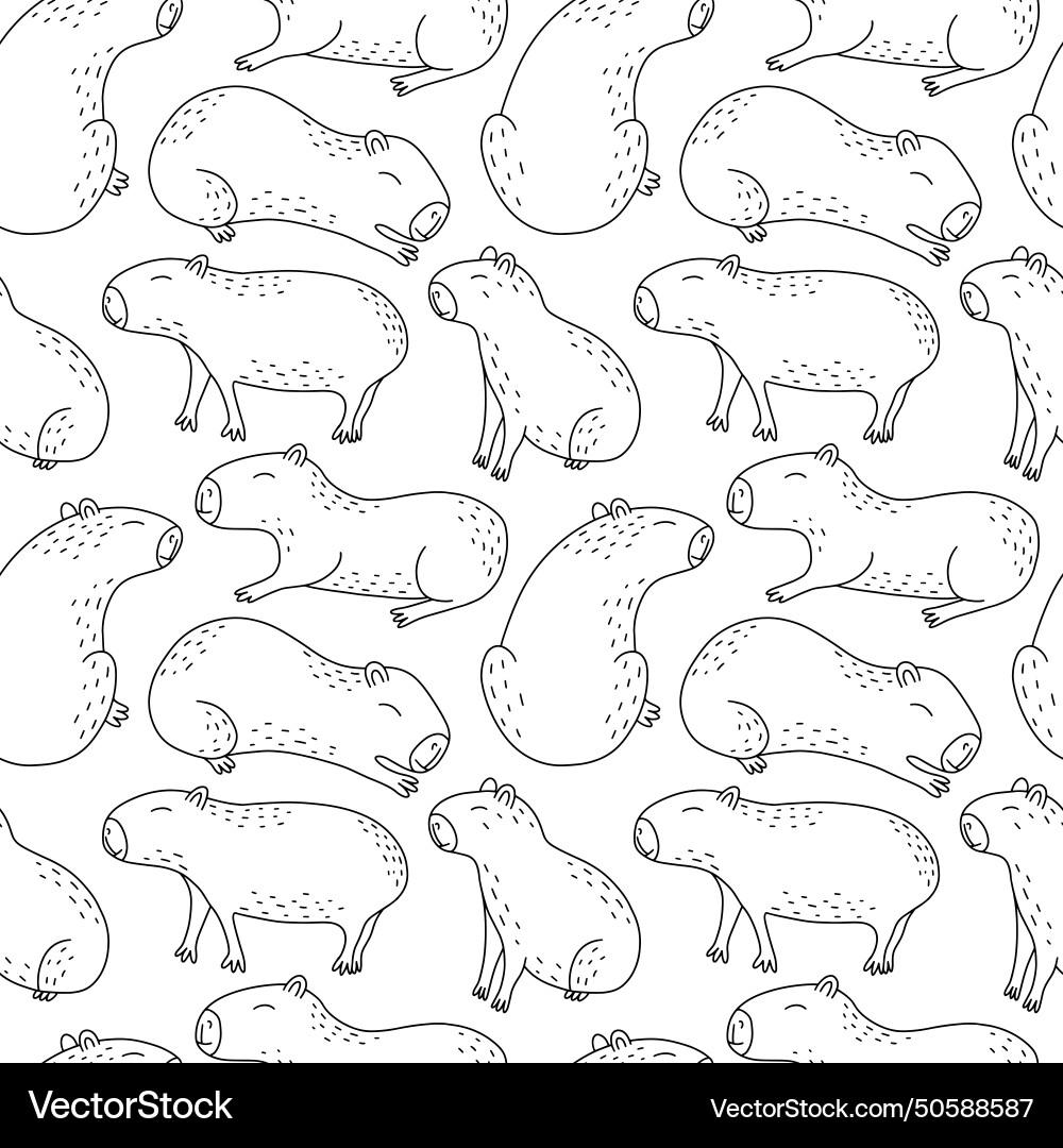 Cute capybara seamless pattern Royalty Free Vector Image