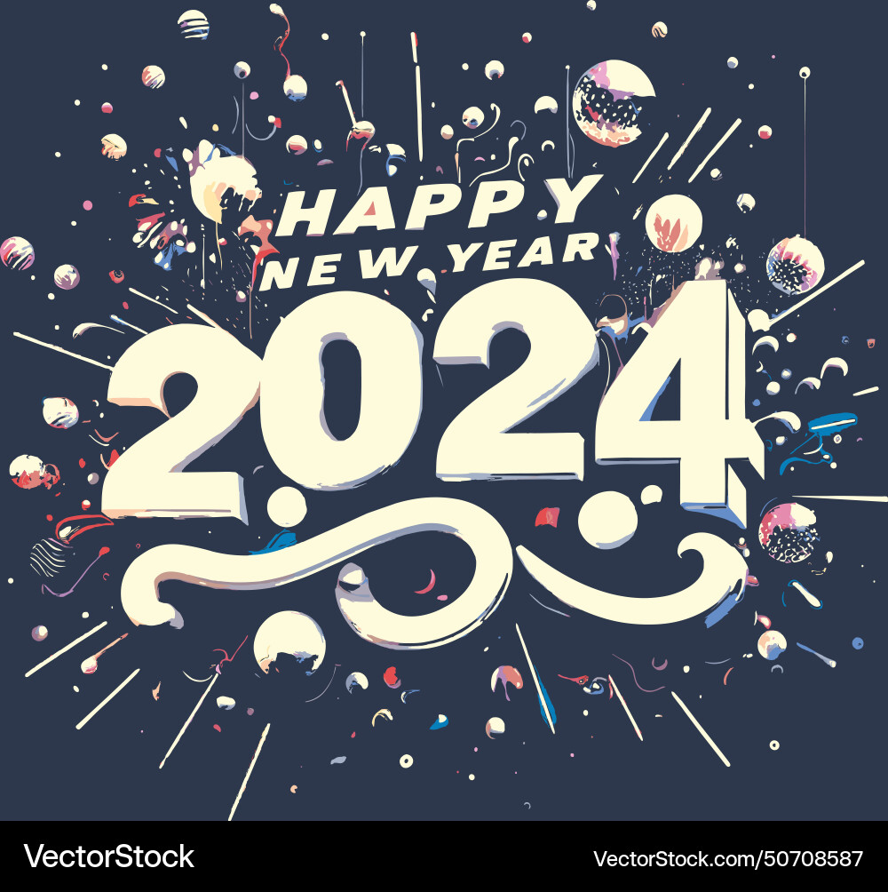 Flat happy new year 2024 Royalty Free Vector Image