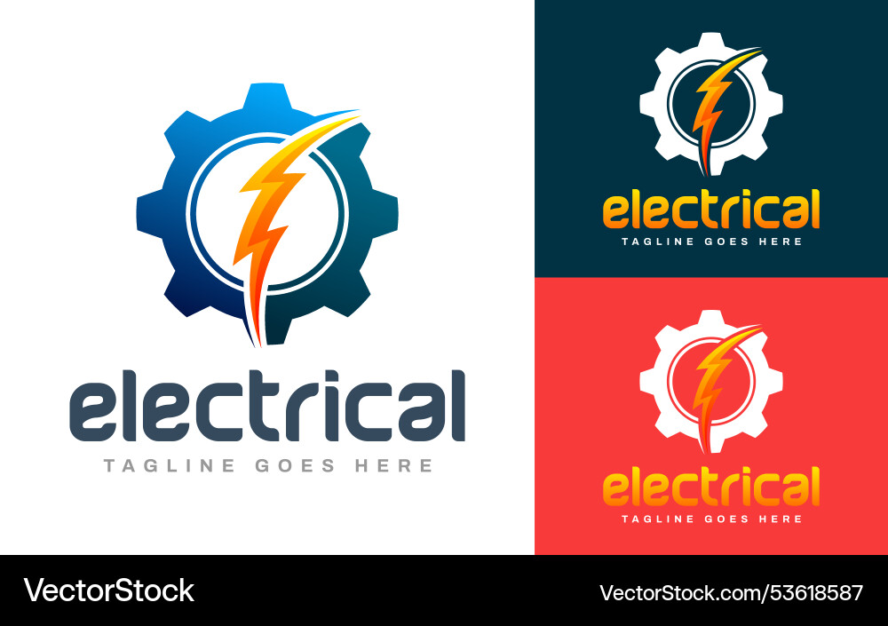 Modern electrical gear logo design with lightning Vector Image
