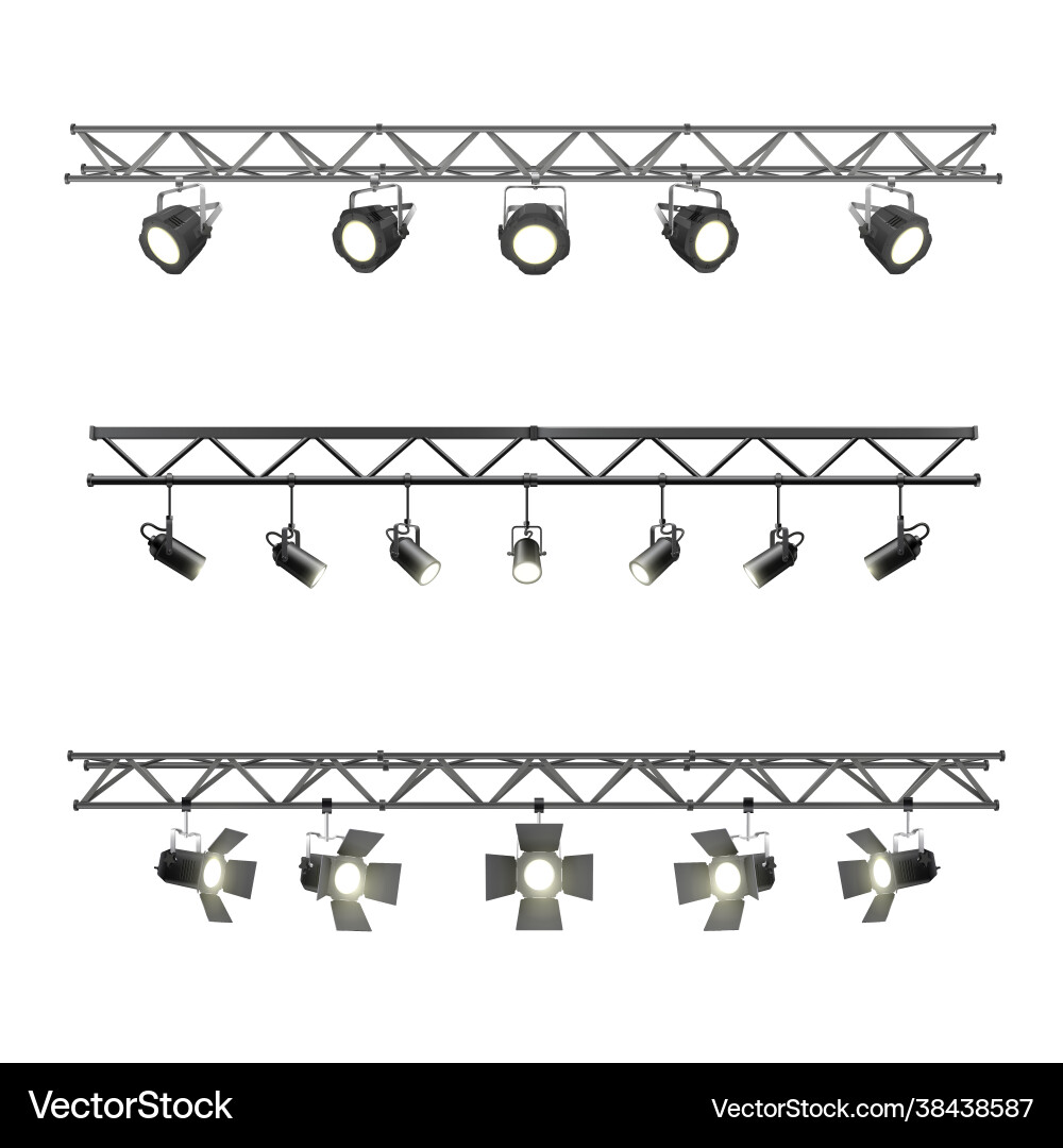 Realistic lighting metal beam with spotlights Vector Image