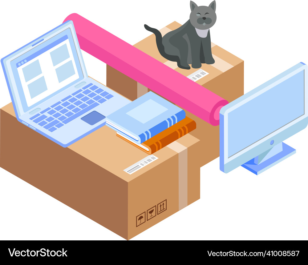 Relocation isometric icon Royalty Free Vector Image