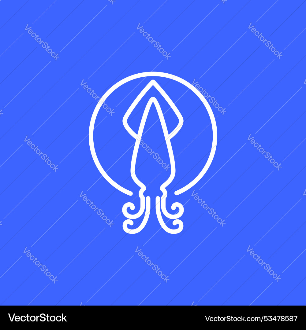 Simple line cuttlefish seafood concept logo design