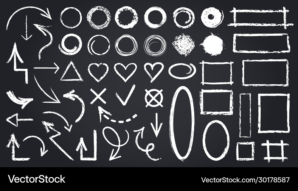 Sketch chalk elements chalkboard Royalty Free Vector Image