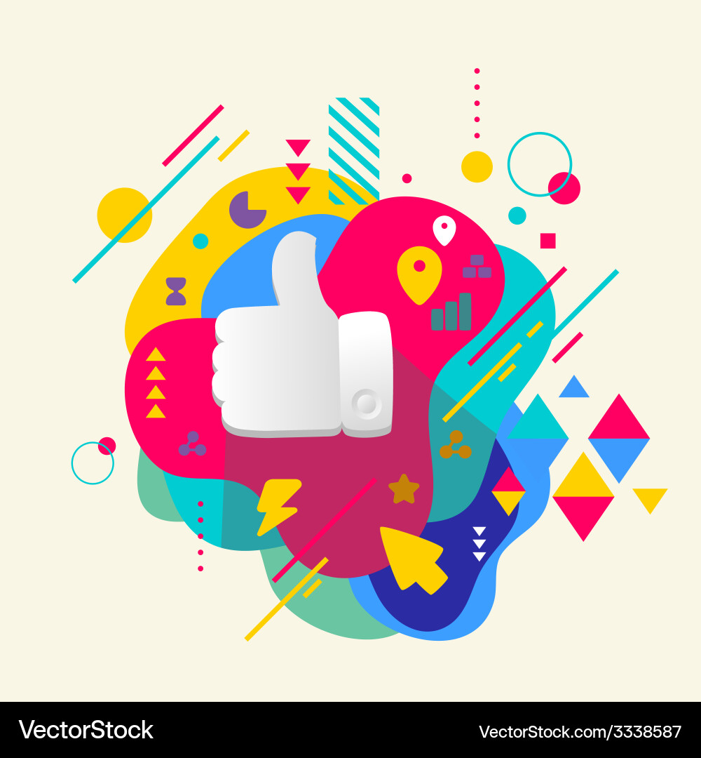 Thumb up on abstract colorful spotted background Vector Image