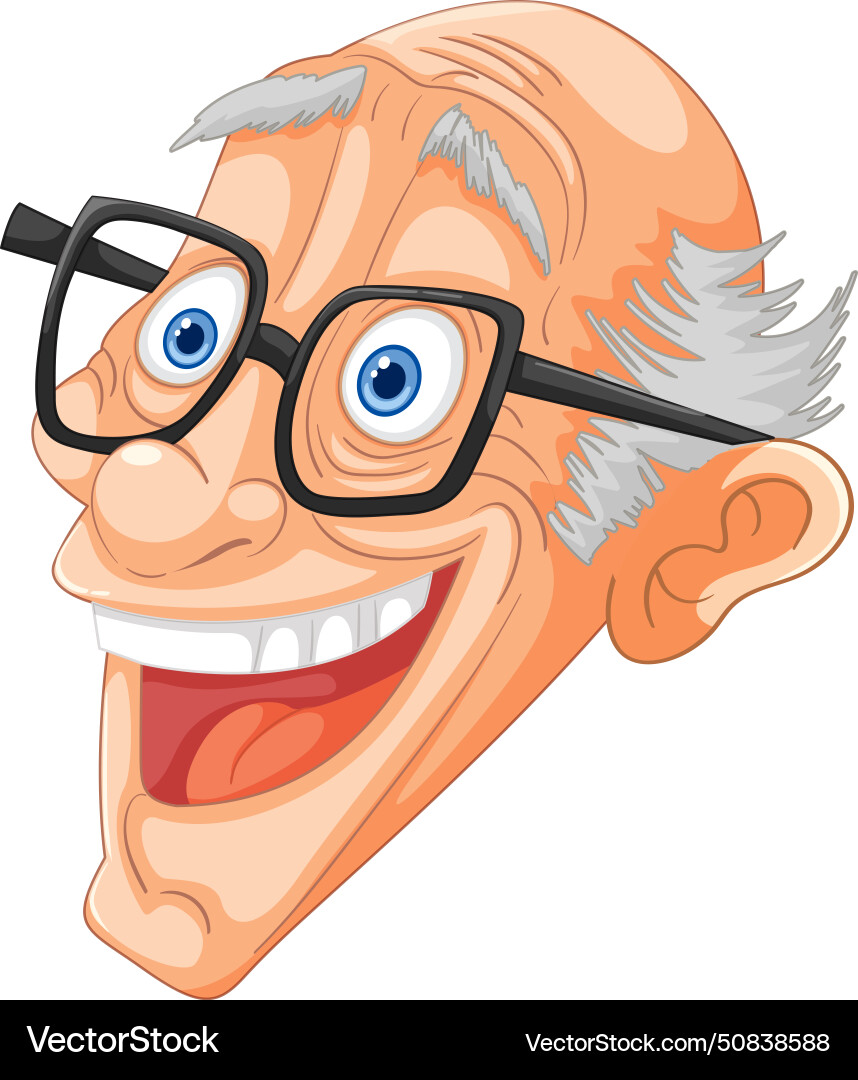 A happy bespectacled senior man Royalty Free Vector Image