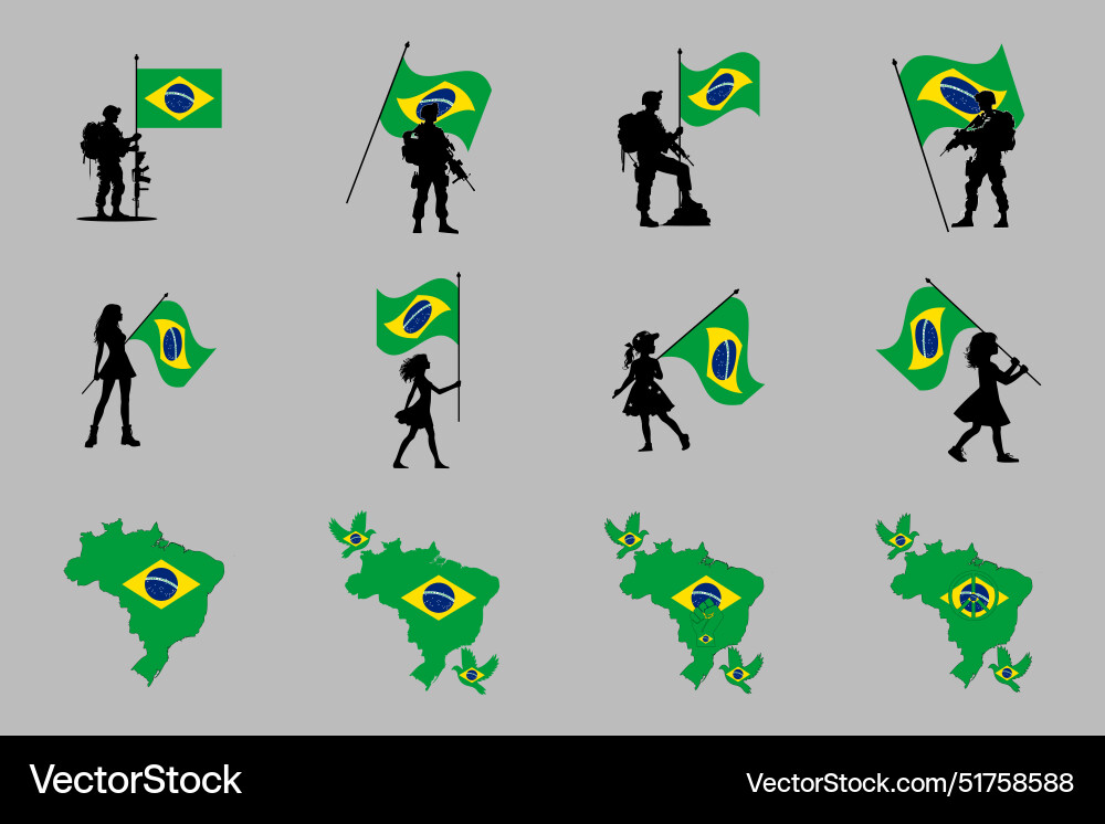 Flag of brazil set Royalty Free Vector Image - VectorStock