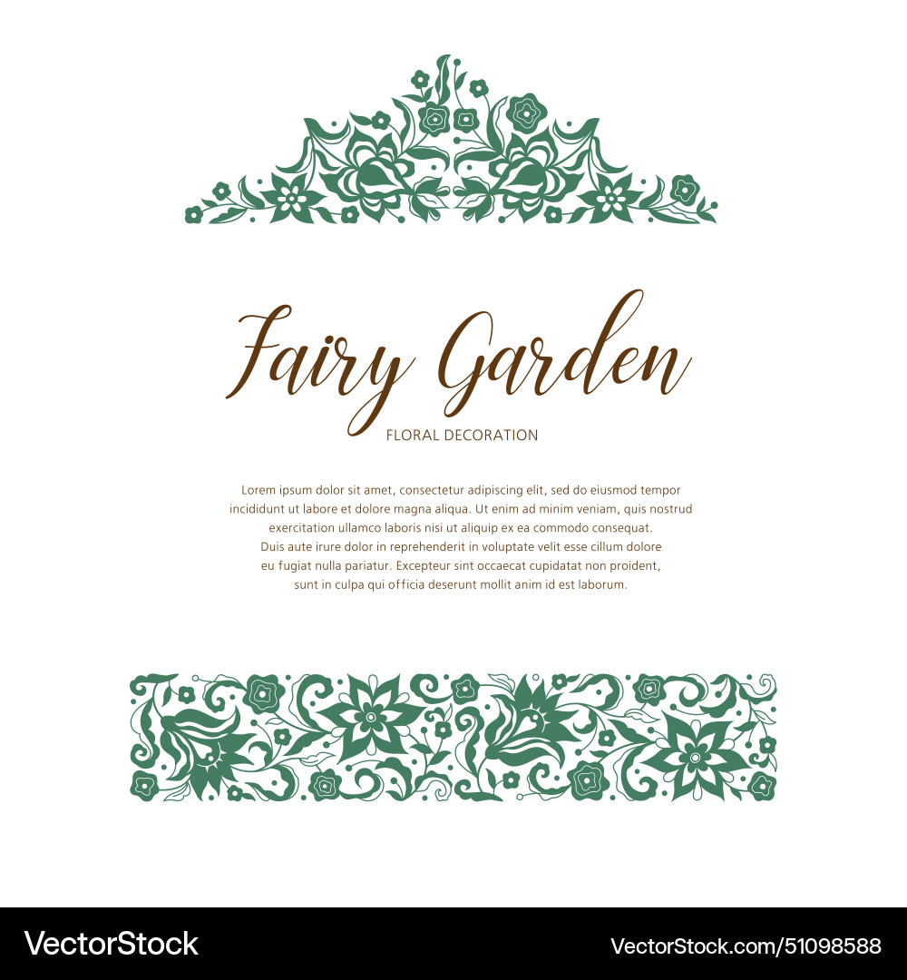 Floral frame vignette border card design template Vector Image