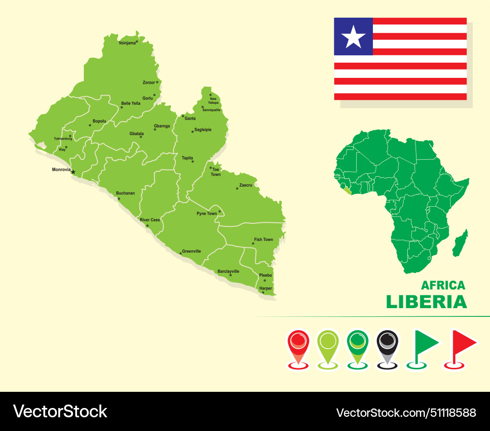 Liberia map Royalty Free Vector Image - VectorStock