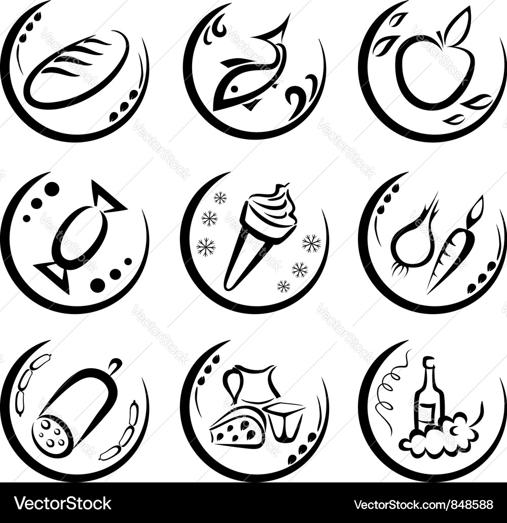 Market food icons Royalty Free Vector Image - VectorStock