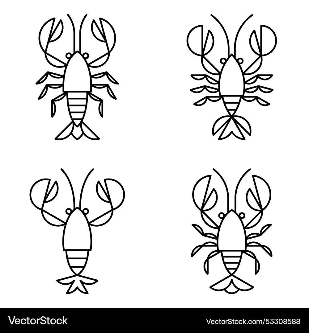 Set of crayfish logo Royalty Free Vector Image