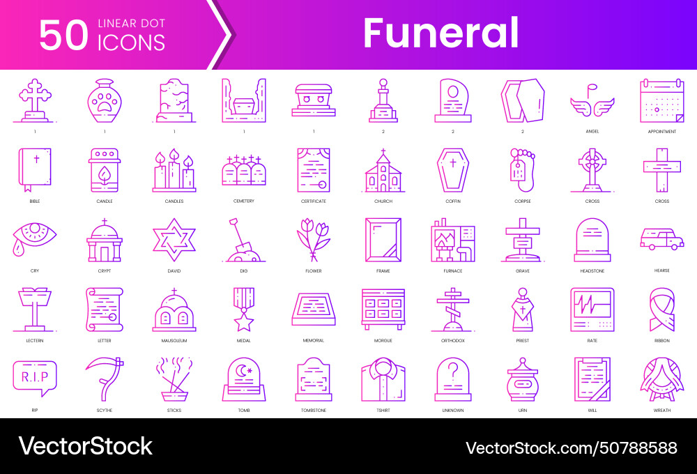 Set of funeral icons gradient style icon bundle Vector Image