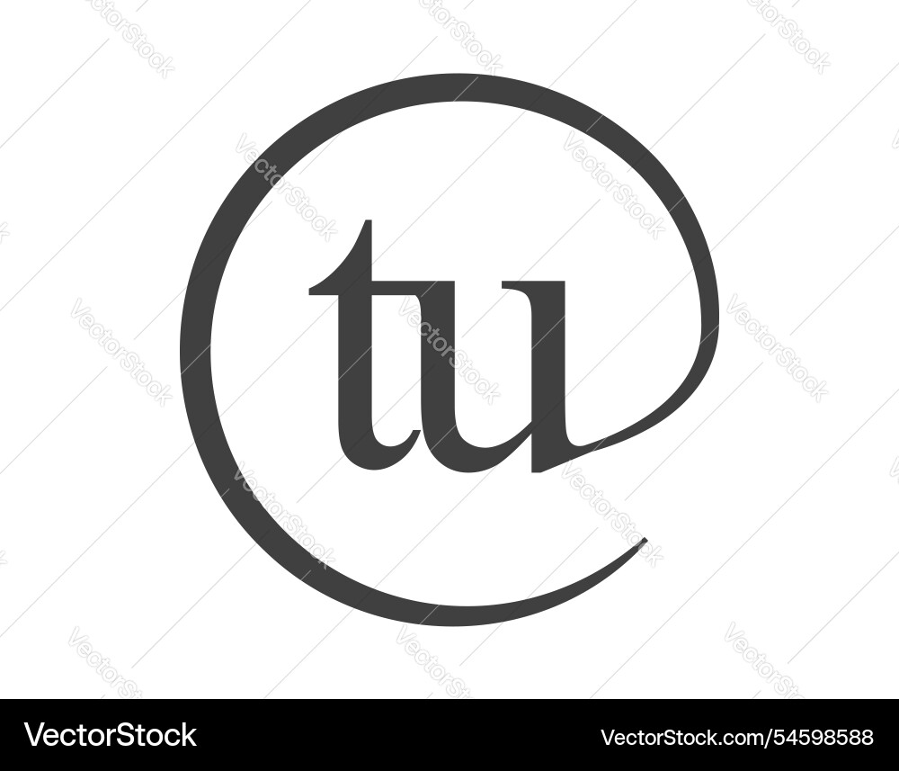 Tu logo from two letter with circle shape email Vector Image