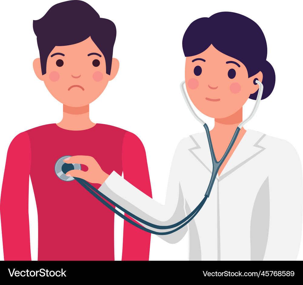 Asthma doctors check composition Royalty Free Vector Image